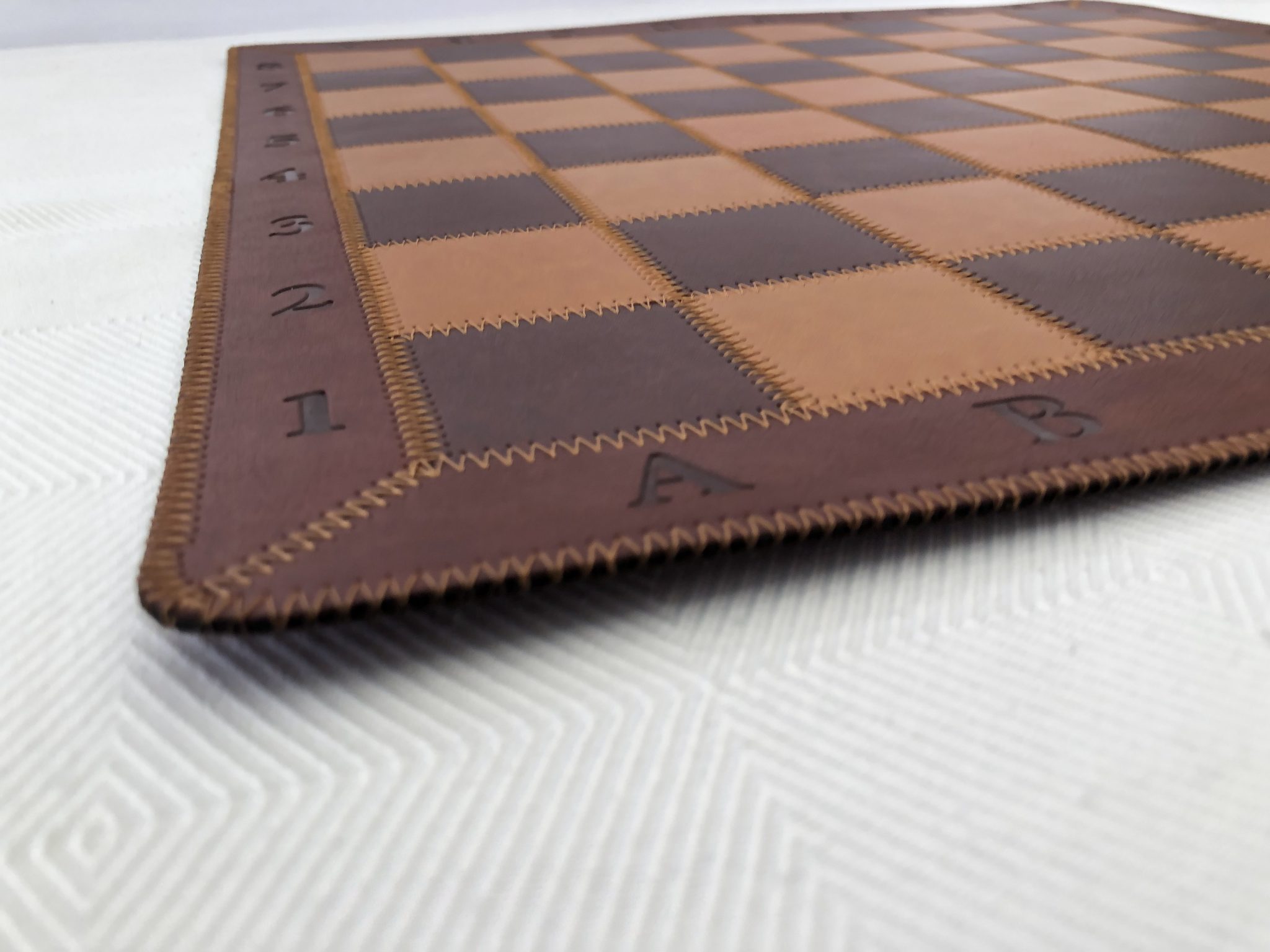 Tan Thick Leather Chess/Checkers/Backgammon Mat 2.25" Squares ...