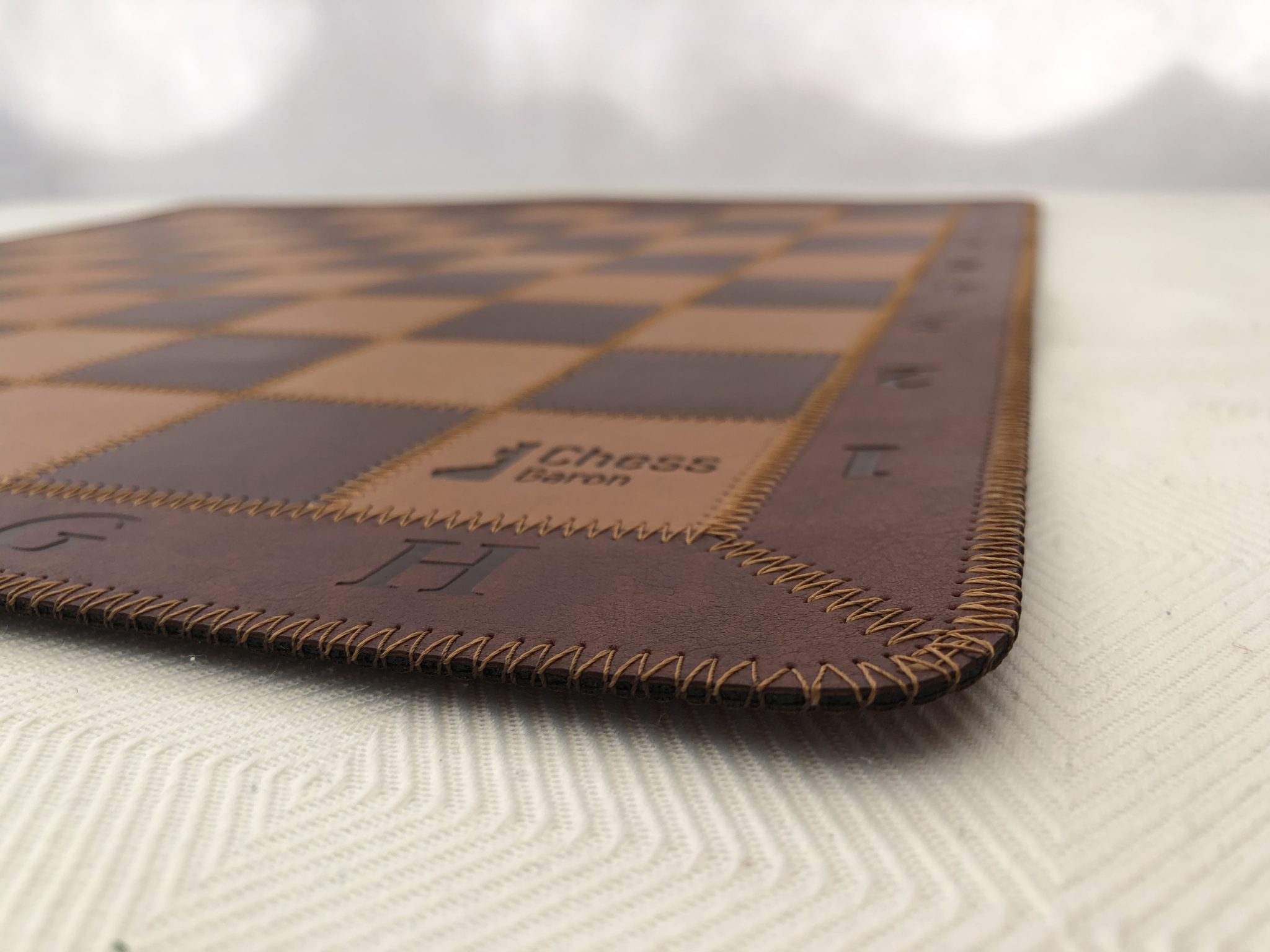 Tan Thick Leather Chess Mat 2.25" Squares - ChessBaron Chess Sets ...