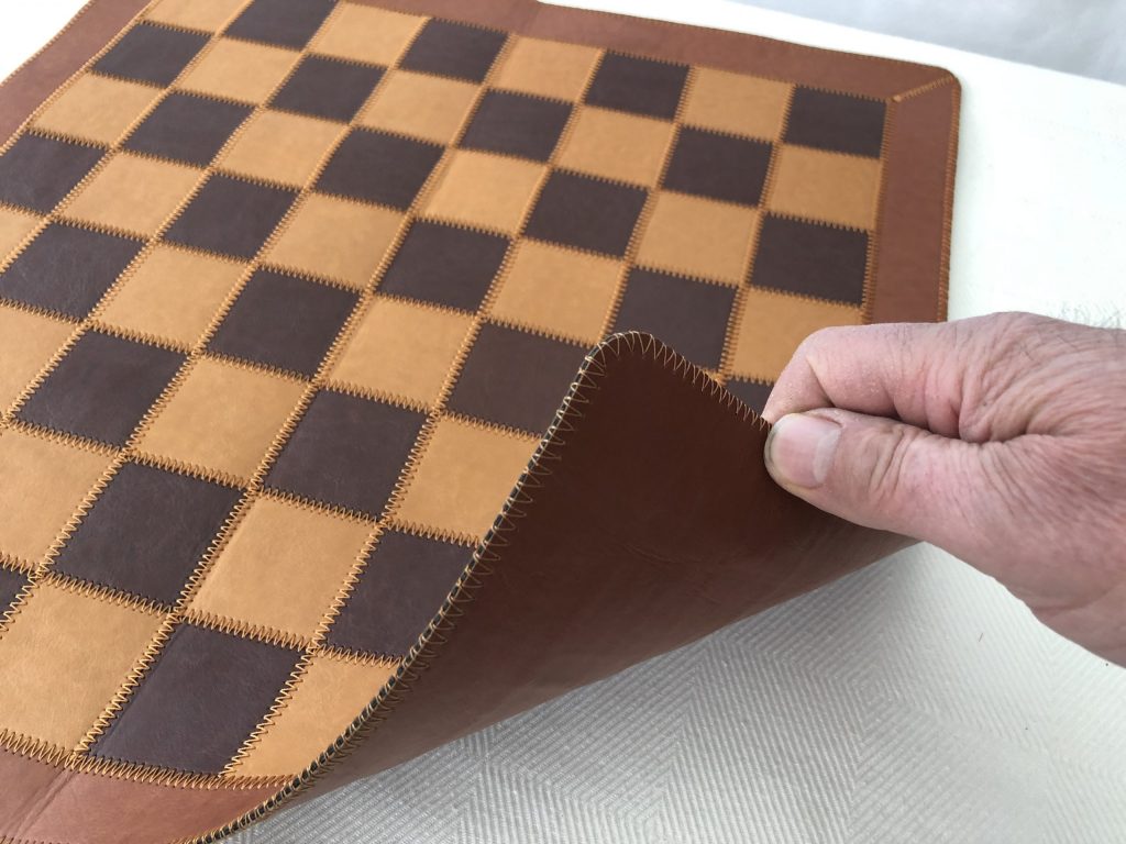 Tan Thick Leather Chess Mat 2.25" Squares - ChessBaron Chess Sets ...
