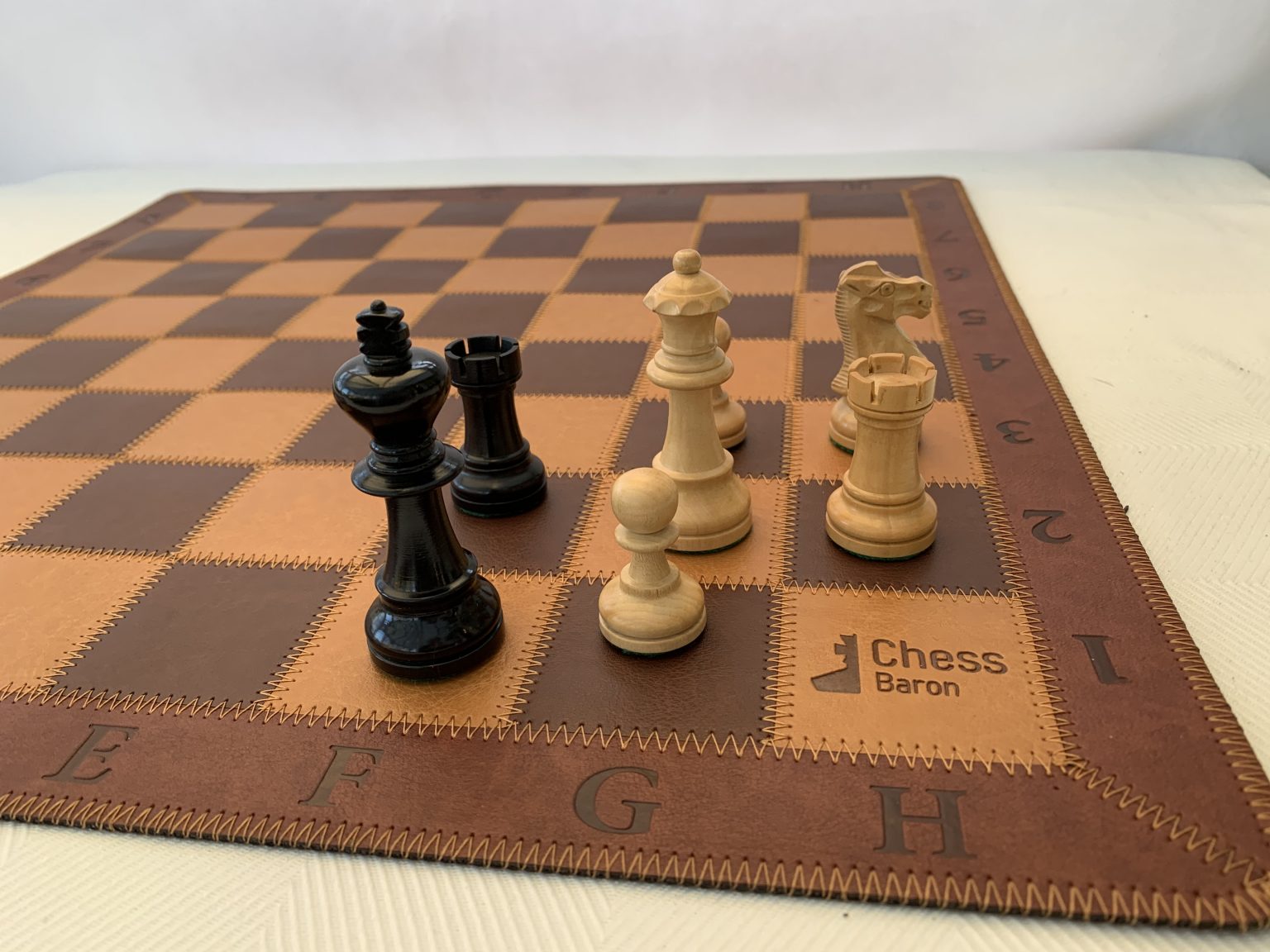 Rollup Thick Leather Chess Case, Mat and Weighted Chess Pieces ...