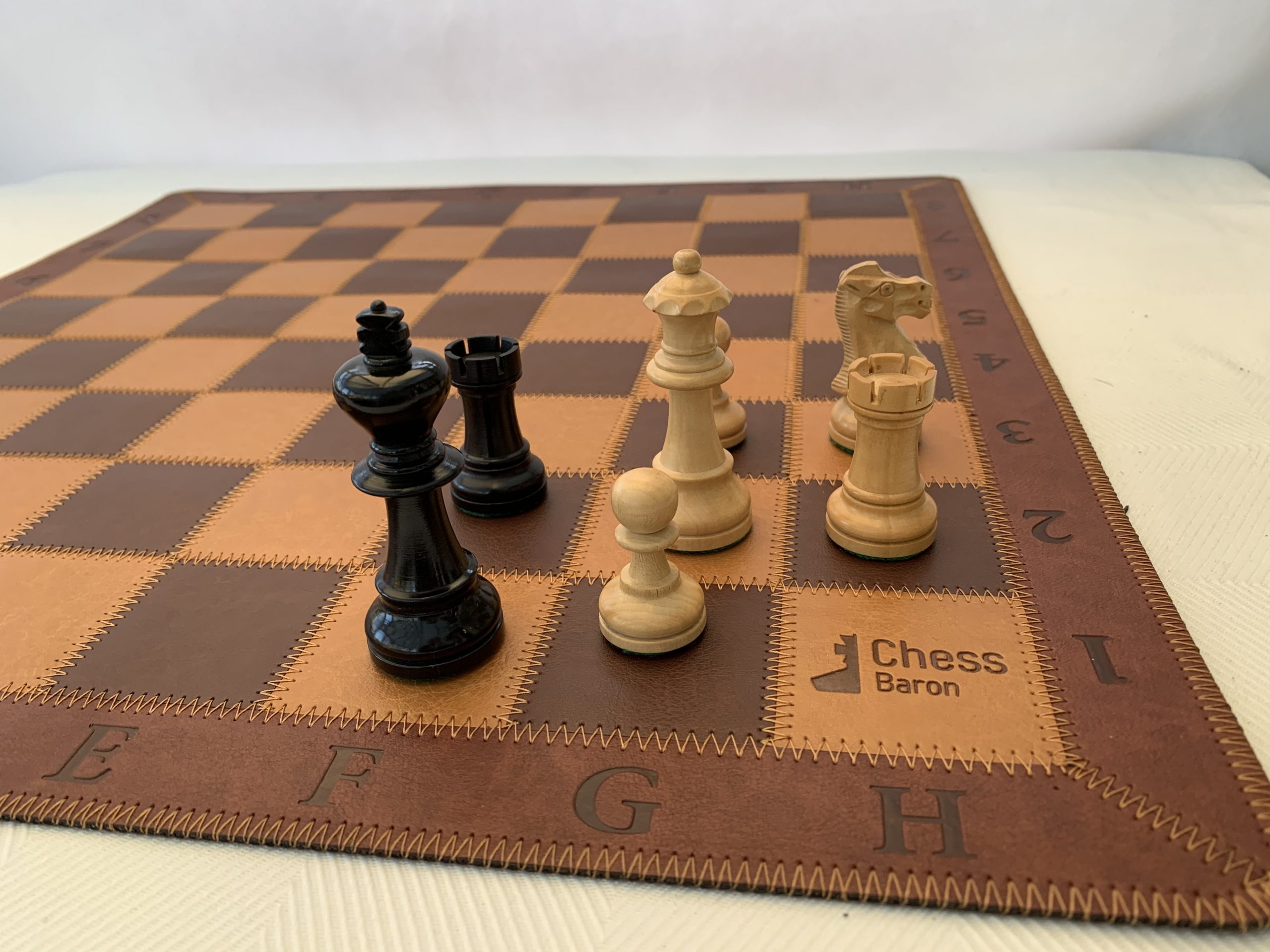 Rollup Thick Leather Chess Case, Mat and Weighted Chess Pieces ...