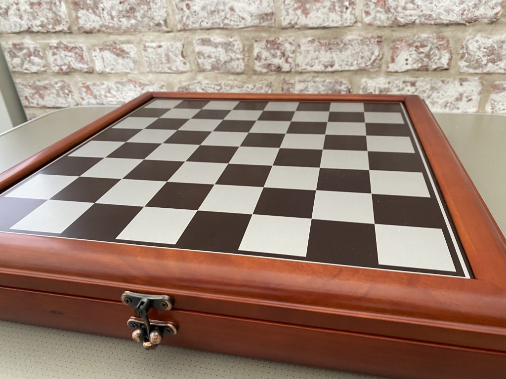Complete Chess Set with Board, 16" Cabinet and Weighted Chess Pieces ...