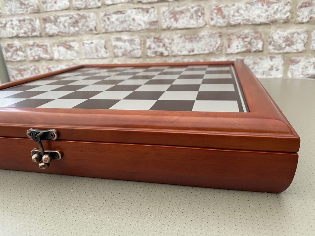 Complete Chess Set with Board, 16" Cabinet and Weighted Chess Pieces ...