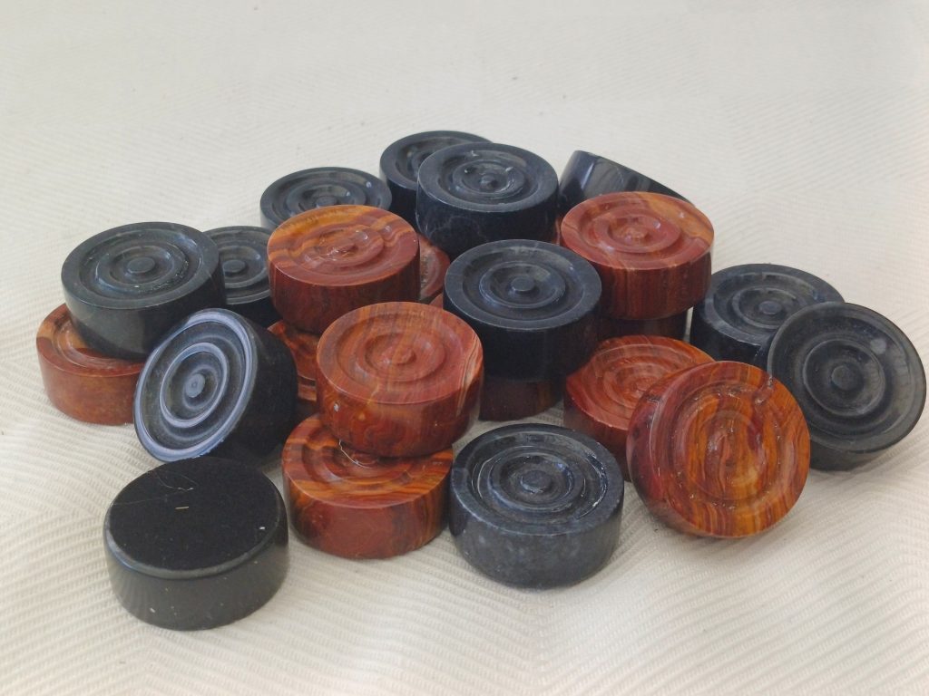 Red and Black Marble Checkers Pieces - ChessBaron Chess Sets Canada ...